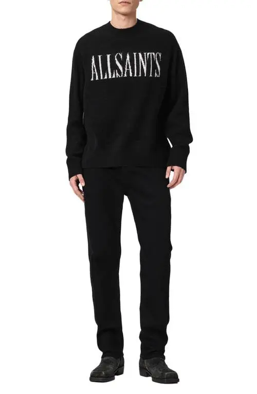 ALLSAINTS Stamp Logo Intarsia Crewneck Sweater - Black