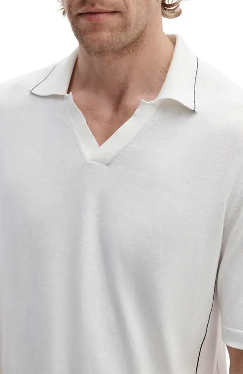 Rag & Bone Conrad Silk & Cotton Johnny Collar Polo - Chalk