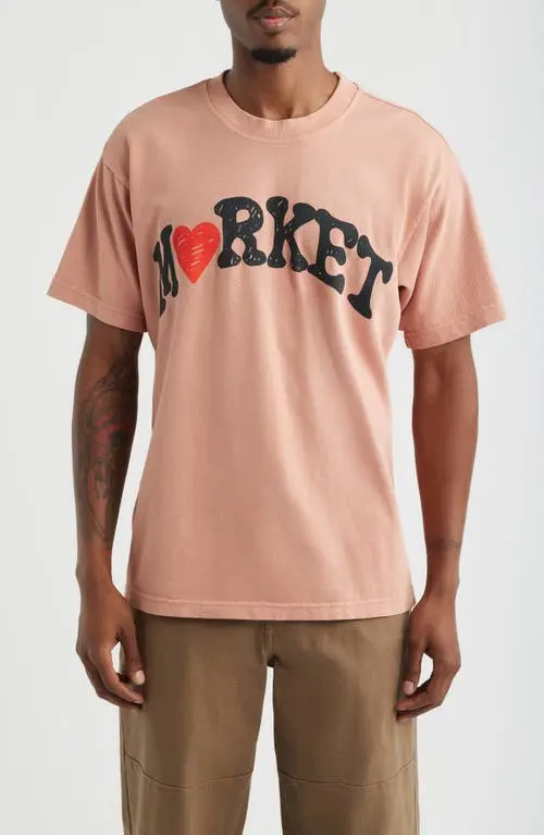 MARKET Heart Arc Cotton Graphic T-shirt - Salmon