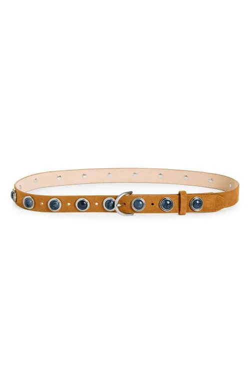Rag & Bone Celia Studded Stone Leather Belt - Bronze