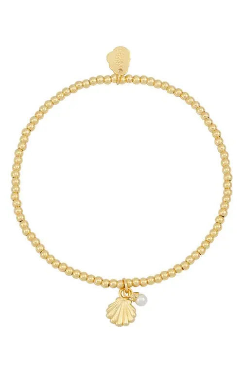 Estée Lauder Tone Beaded Bracelet With Seashell Pendant And Faux Pearl - Gold