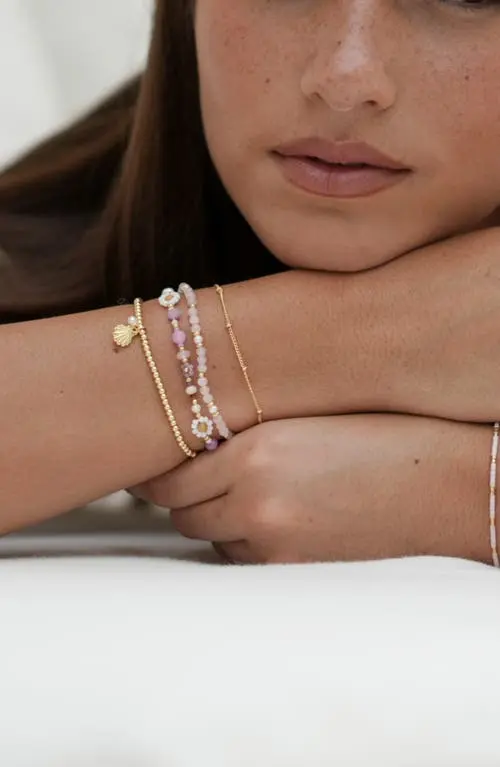 Estée Lauder Tone Beaded Bracelet With Seashell Pendant And Faux Pearl