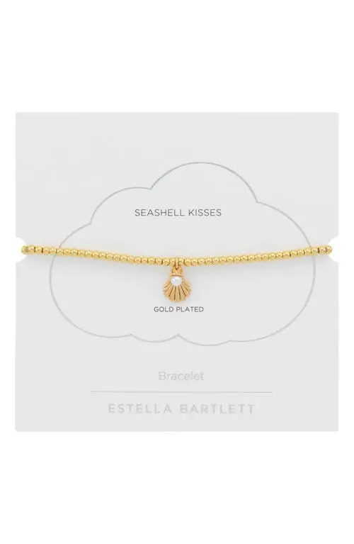 Estée Lauder Tone Beaded Bracelet With Seashell Pendant And Faux Pearl