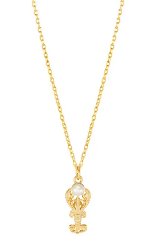 Estée Lauder Lobster Pendant Necklace With Faux Pearl - Gold