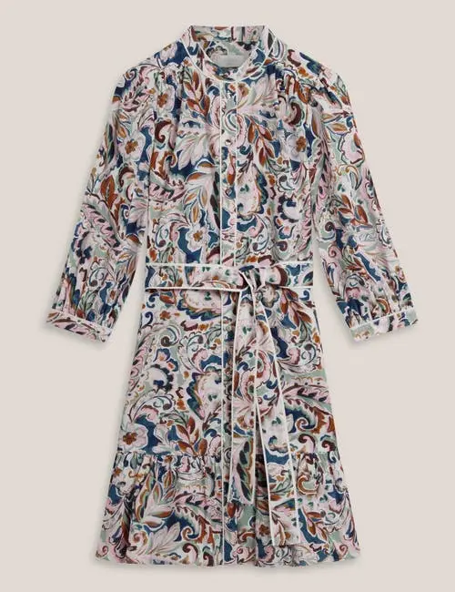 HOBBS LONDON 3/4 Sleeve Tie Waist Mini Dress