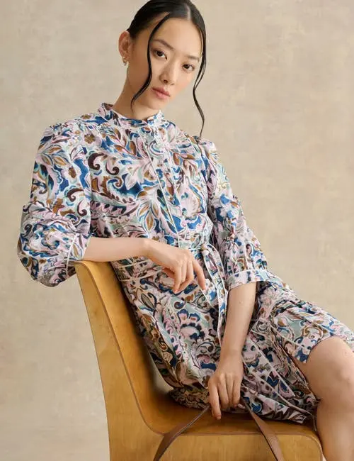 HOBBS LONDON 3/4 Sleeve Tie Waist Mini Dress