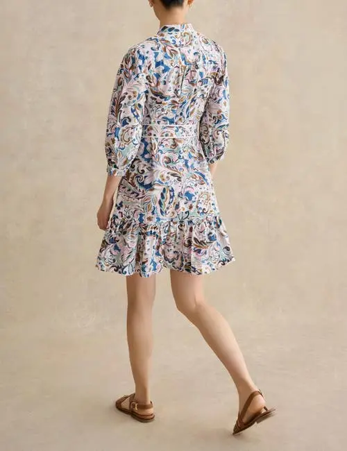 HOBBS LONDON 3/4 Sleeve Tie Waist Mini Dress