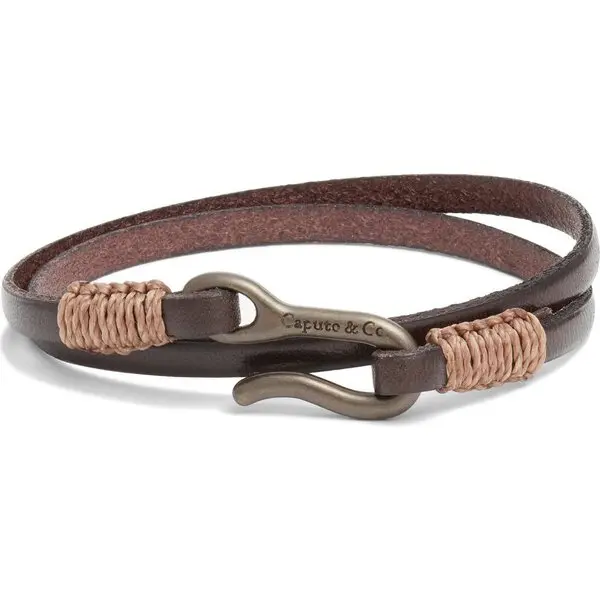 Caputo & Co Leather Double Wrap Bracelet - Chocolate