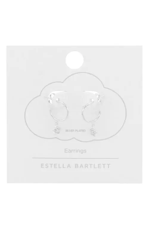 Estée Lauder Cubic Zirconia Flower Charm Hoop Earrings