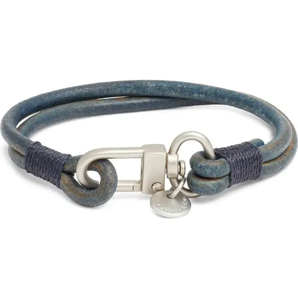 Caputo & Co Chunky Leather Bracelet With Dog Clip Closure - Blue