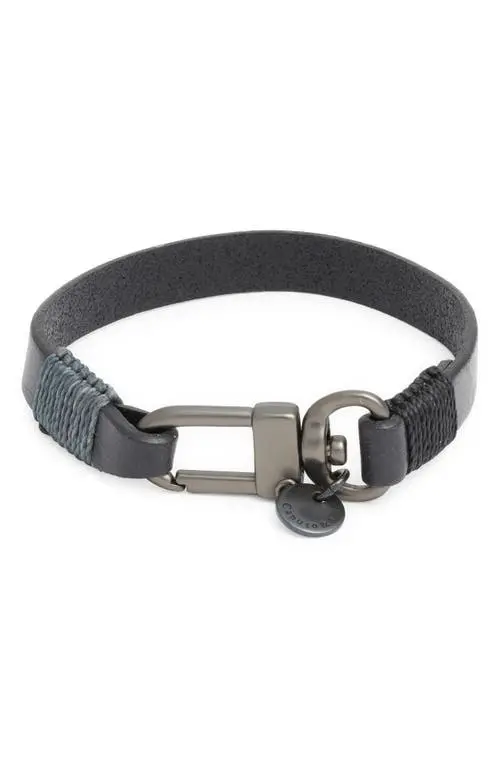 Caputo & Co Leather Bracelet With Dog Clip Closure - Black