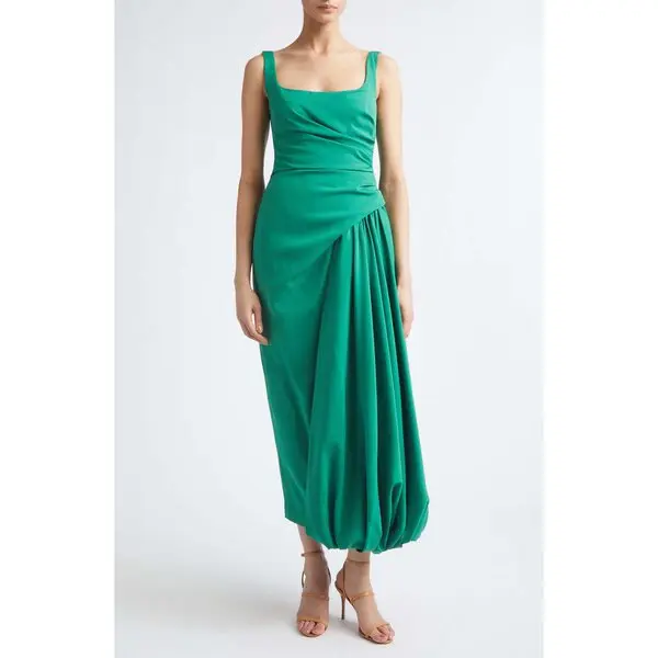 Lela Rose Asymmetric Faille Bubble Dress - Fern