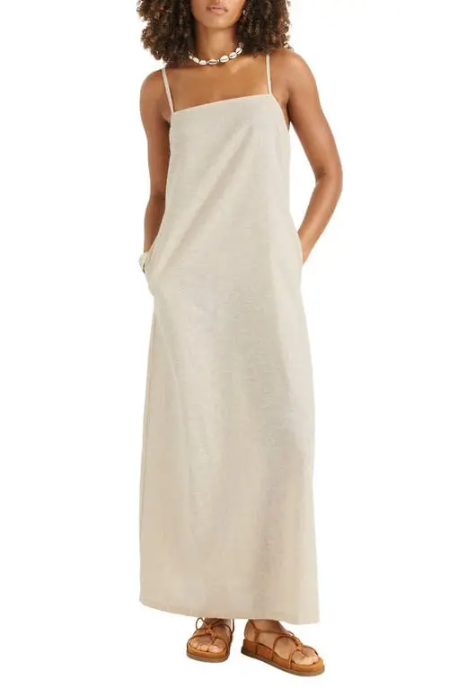 Vitamin A® Rhea Organic Cotton & Linen Blend Cover-up Maxi Sundress - Natural