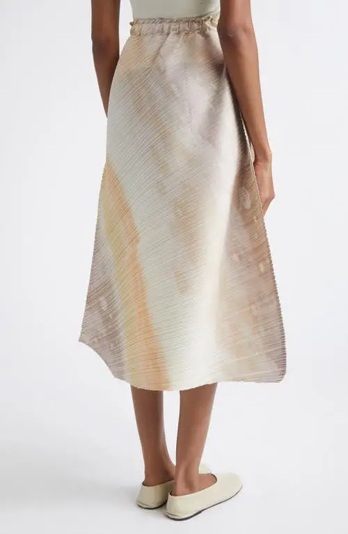 Issey Miyake Pleated Print Skirt - Greige