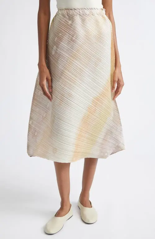 Issey Miyake Pleated Print Skirt - Greige
