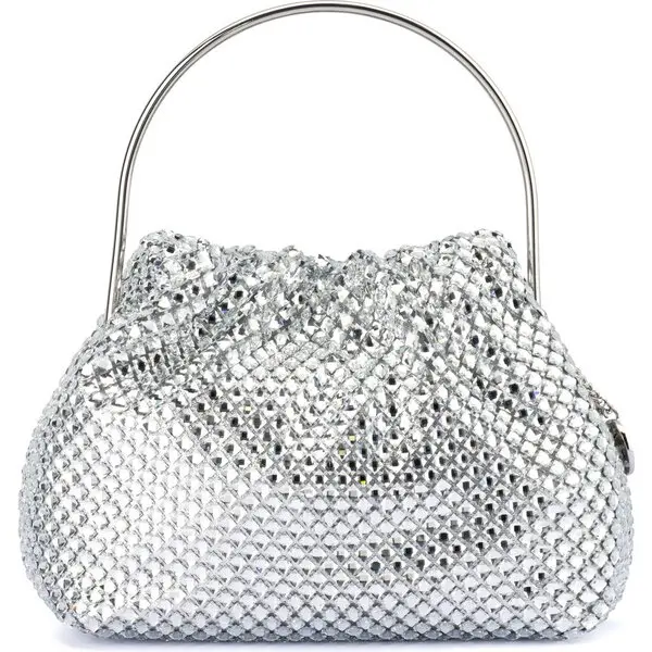 OLGA BERG Whitney Crystal Top Handle Clutch - Silver