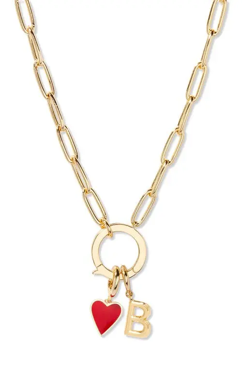 BROOK & YORK Cameron Initial Heart Charm Necklace - Gold B
