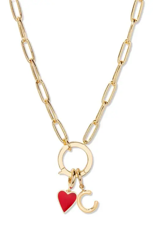 BROOK & YORK Cameron Initial Heart Charm Necklace - Gold C