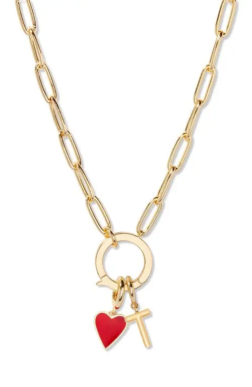 BROOK & YORK Cameron Initial Heart Charm Necklace - Gold T