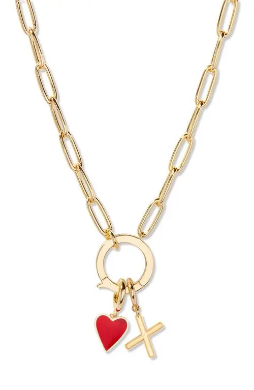 BROOK & YORK Cameron Initial Heart Charm Necklace - Gold X