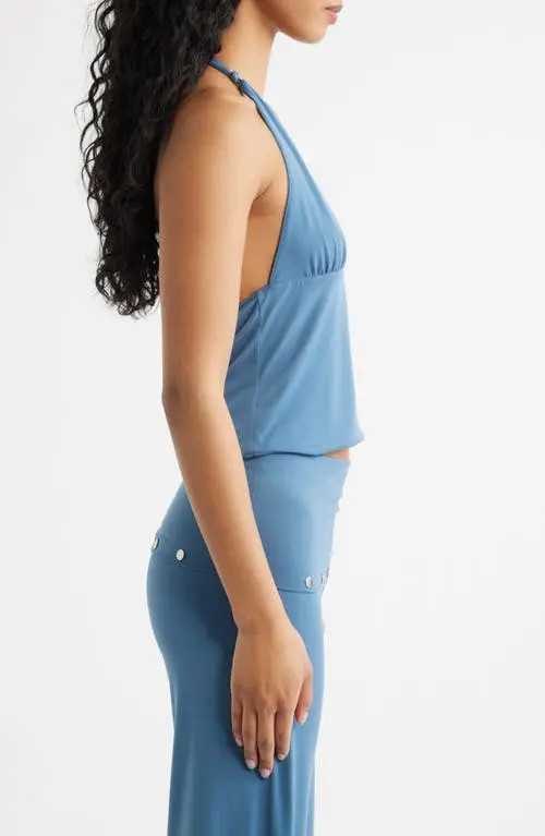 BELLA VENICE Jade Knit Plunge Halter Neck Top
