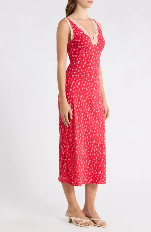 Lucky Brand Simone Lace Detail Ditsy Slipdress