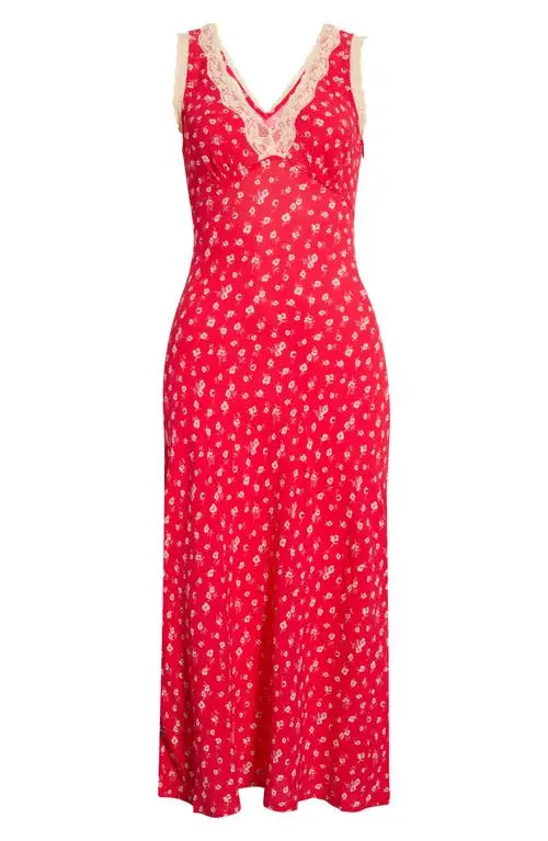 Lucky Brand Simone Lace Detail Ditsy Slipdress