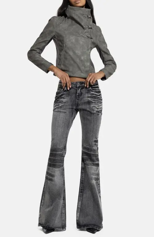 JADED LONDON Funnel Neck Faux Leather Jacket With Utilitarian Hardware