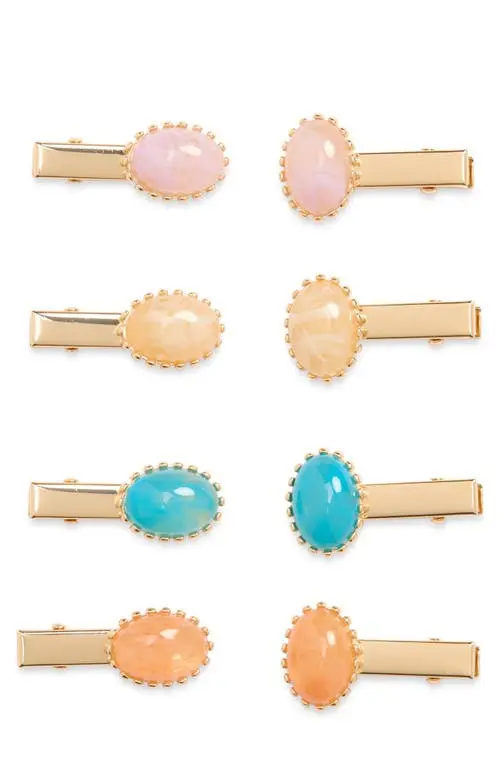 Tasha Assorted Cabochon Hair Clips 8 Pack - Orange Multi