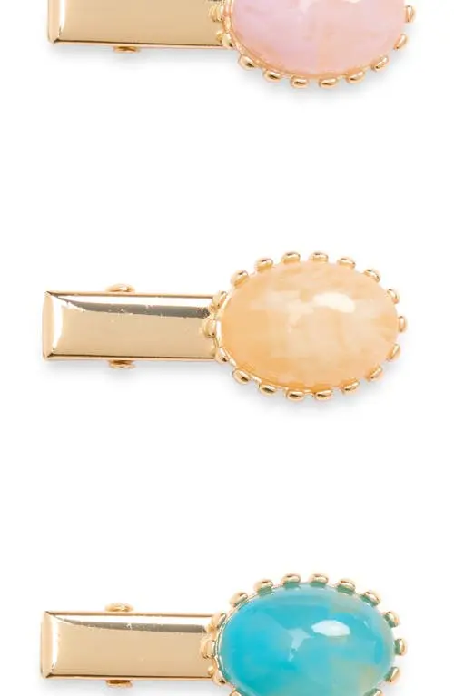 Tasha Assorted Cabochon Hair Clips 8 Pack - Orange Multi