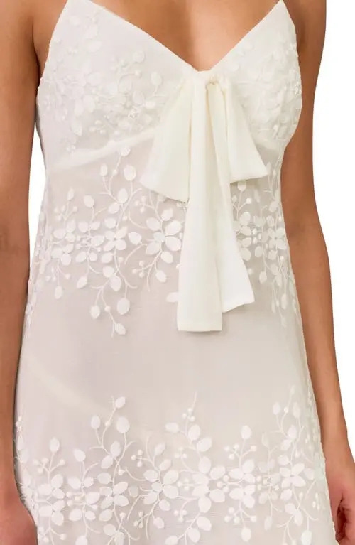Rya Collection Embroidered Chiffon Chemise With Bow Detail