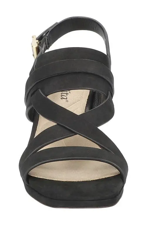 BELLA VITA Desoto Slingback Sandal - Black Leather