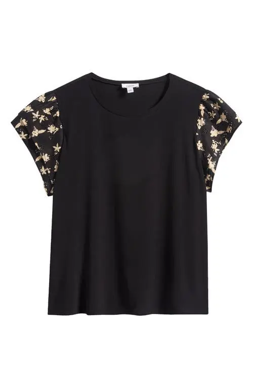 CECE DUPRAZ Eyelet Tiered Ruffle Sleeve Stretch Crepe Top