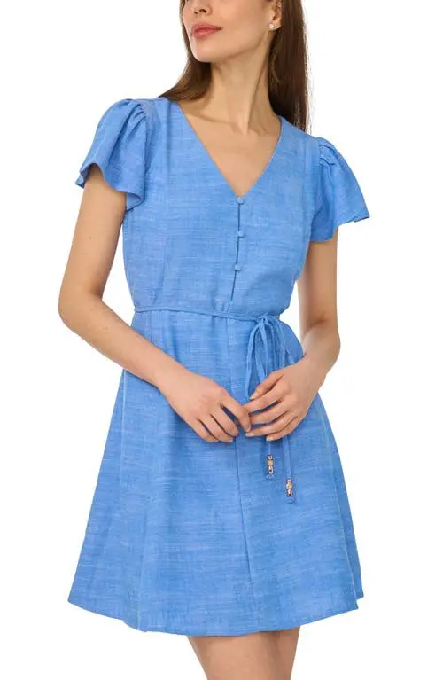 CECE DUPRAZ Flutter Sleeve Tie Waist Minidress