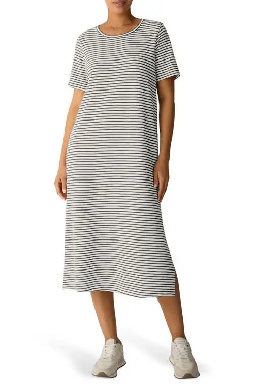Eileen Fisher Striped T-shirt Midi Dress - Olive