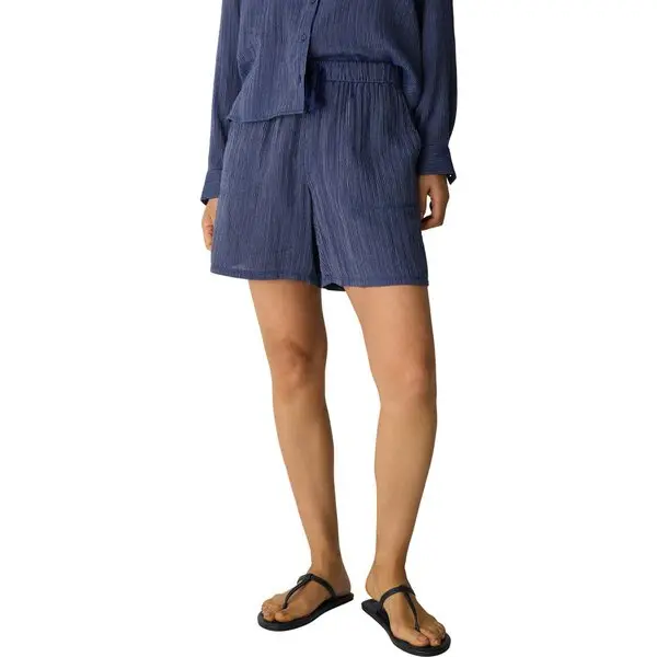 Eileen Fisher Organic Cotton Gauze Drawstring Shorts - Deep Dive