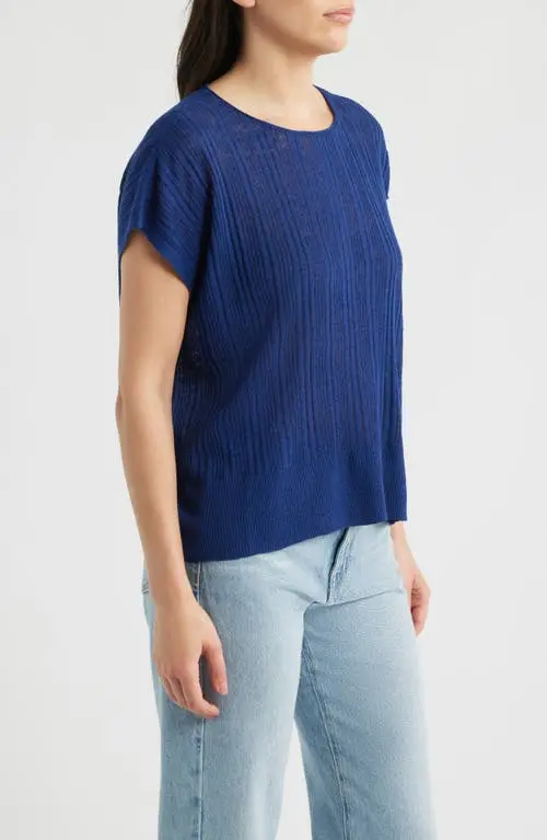 Eileen Fisher Variegated Rib Organic Cotton & Organic Linen Sweater