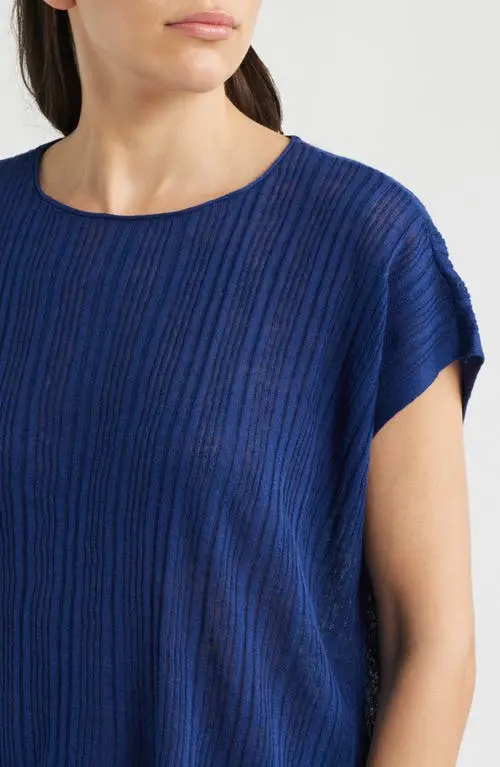 Eileen Fisher Variegated Rib Organic Cotton & Organic Linen Sweater