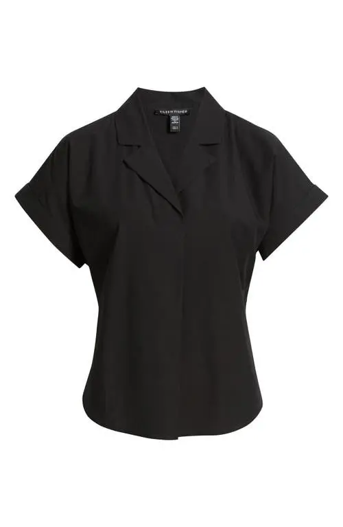Eileen Fisher Notch Collar Shirt With Rolled Cuffs