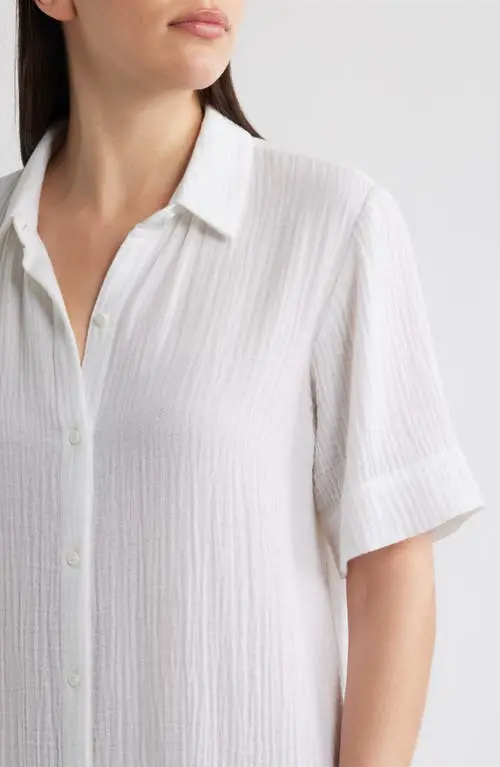 Eileen Fisher Classic Collar Organic Cotton Midi Shirtdress