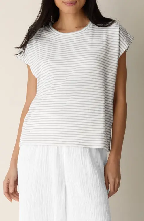 Eileen Fisher Striped Organic Cotton T-shirt - Chalk
