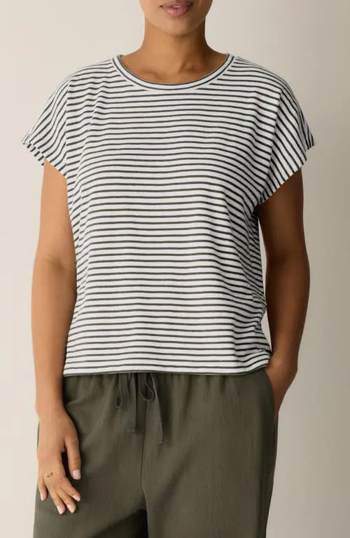 Eileen Fisher Striped Organic Cotton T-shirt - Olive