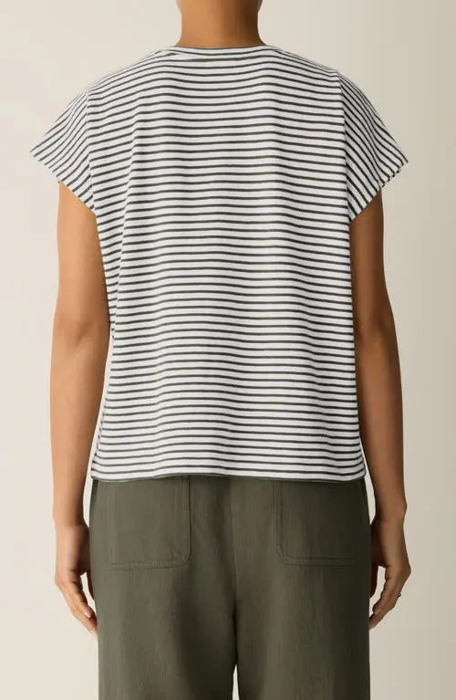 Eileen Fisher Striped Organic Cotton T-shirt - Olive