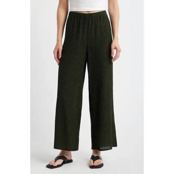 Eileen Fisher Wide Leg Ankle Pants - Seaweed