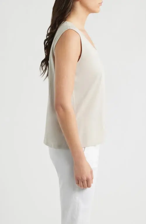 Eileen Fisher Scoop Neck Organic Cotton Tank - Chalk