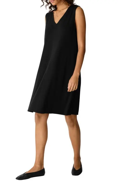 Eileen Fisher Sleeveless V-neck Jersey Shift Dress