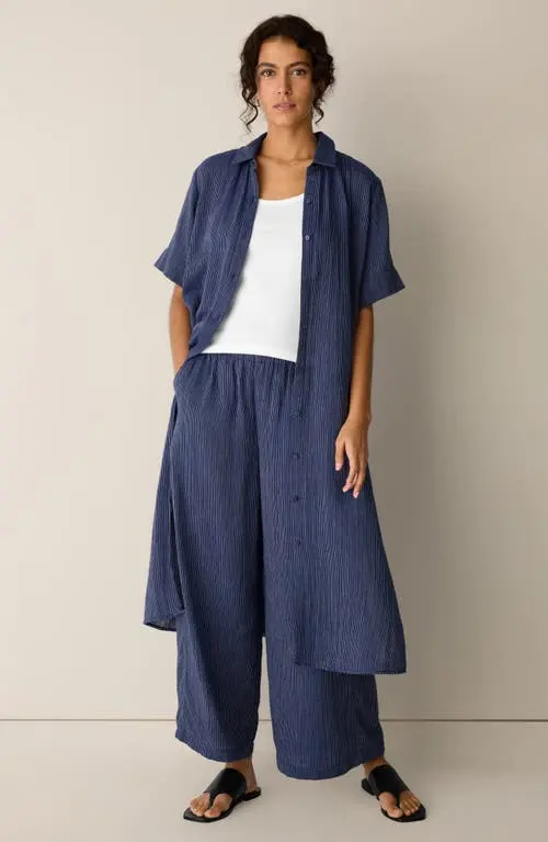 Eileen Fisher Stripe Wide Leg Ankle Pants
