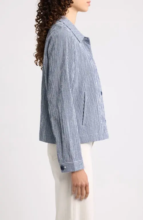 Eileen Fisher Check Stretch Cotton Jacket