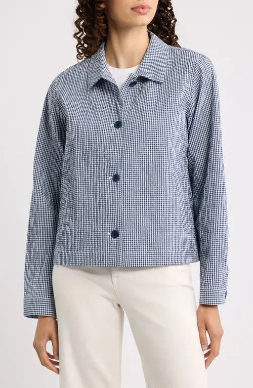 Eileen Fisher Check Stretch Cotton Jacket