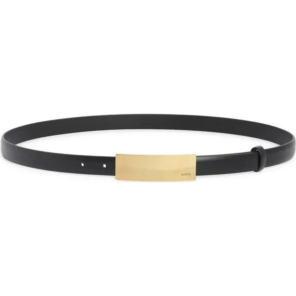 Khaite Berlin Leather Belt With 18k Gold Plated Buckle - Black